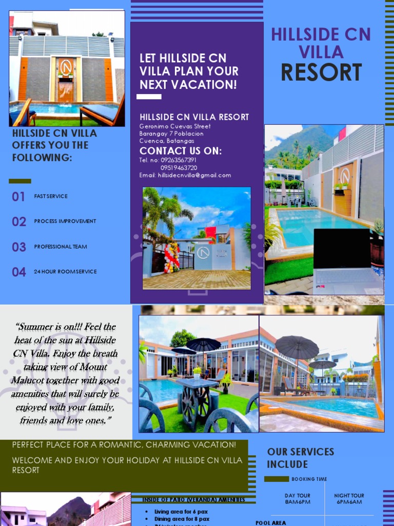 Hillside CN Villa Resort: Your Dream Getaway | PDF | Room | Home Economics