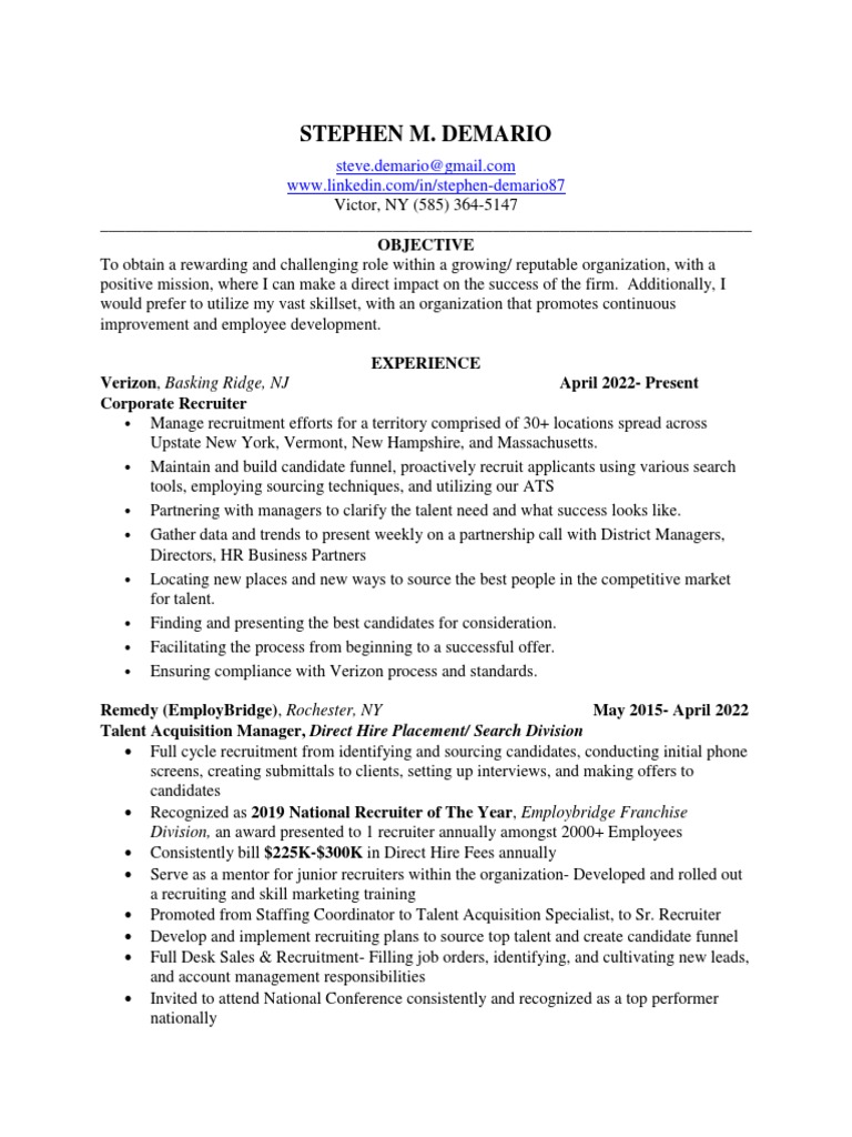 CV Stephen Demario | PDF | Recruitment | Business