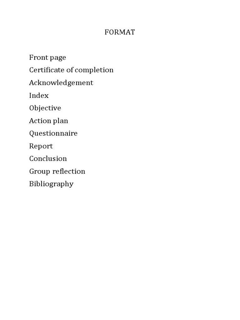 FORMAT For Class 12 English Project | PDF