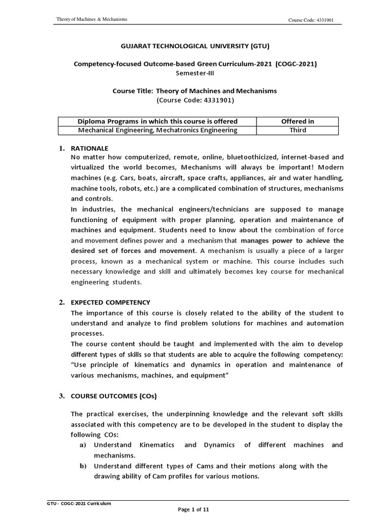 Tom New Syllabus | PDF | Gear | Belt (Mechanical)