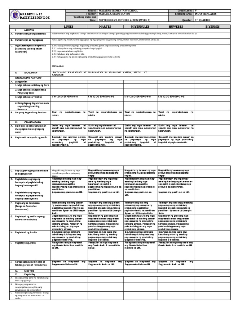DLL Epp 5 Ia q1 w7 | PDF