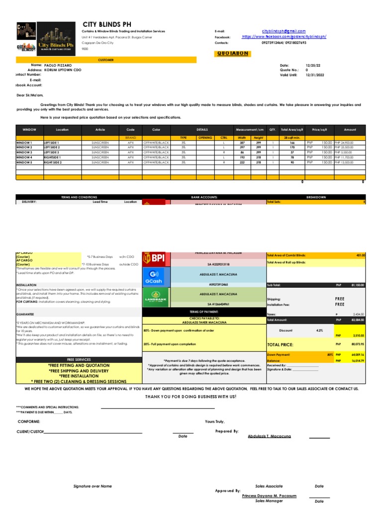 Apx Sunscreen Roller Blinds QT Korum | PDF | Receipt | Business