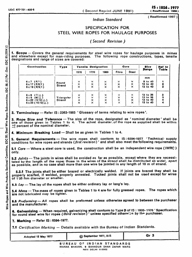 Steel Wire Ropes for Haulage Standards | PDF | Rope | Wire
