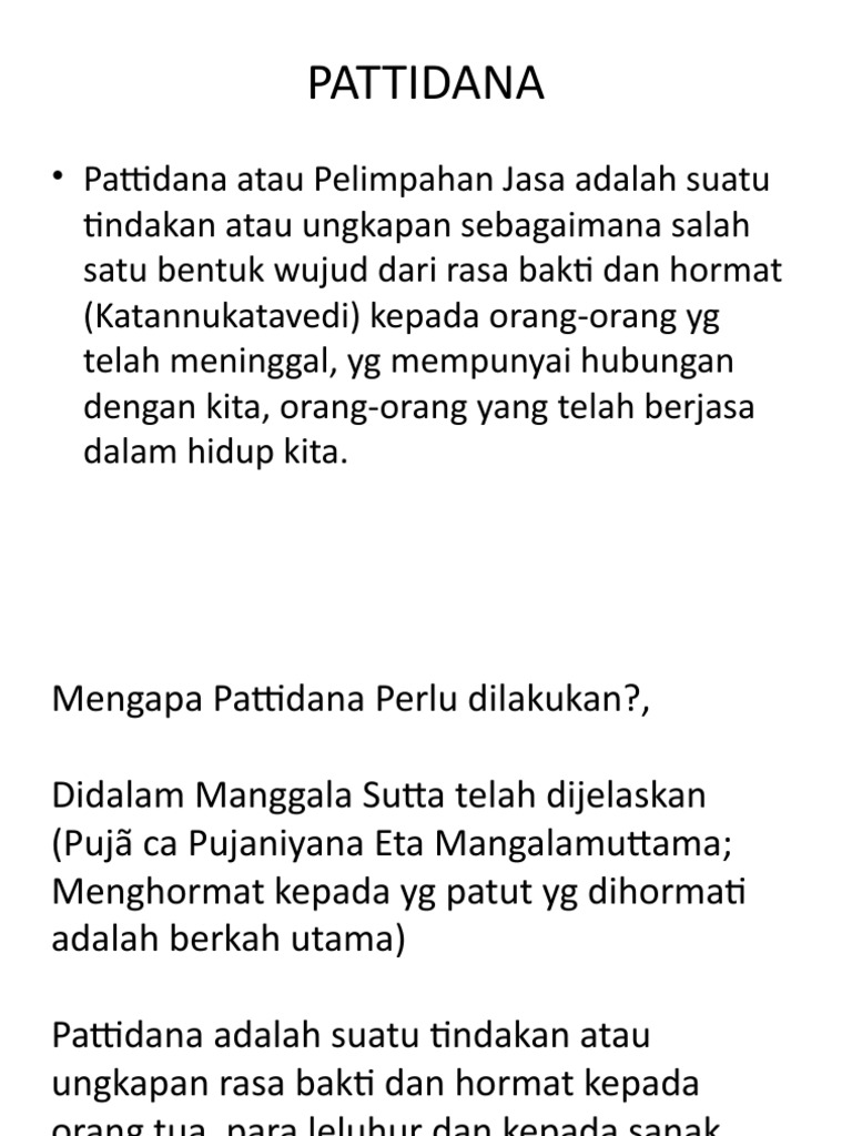 Arti dan Pentingnya Pattidana | PDF