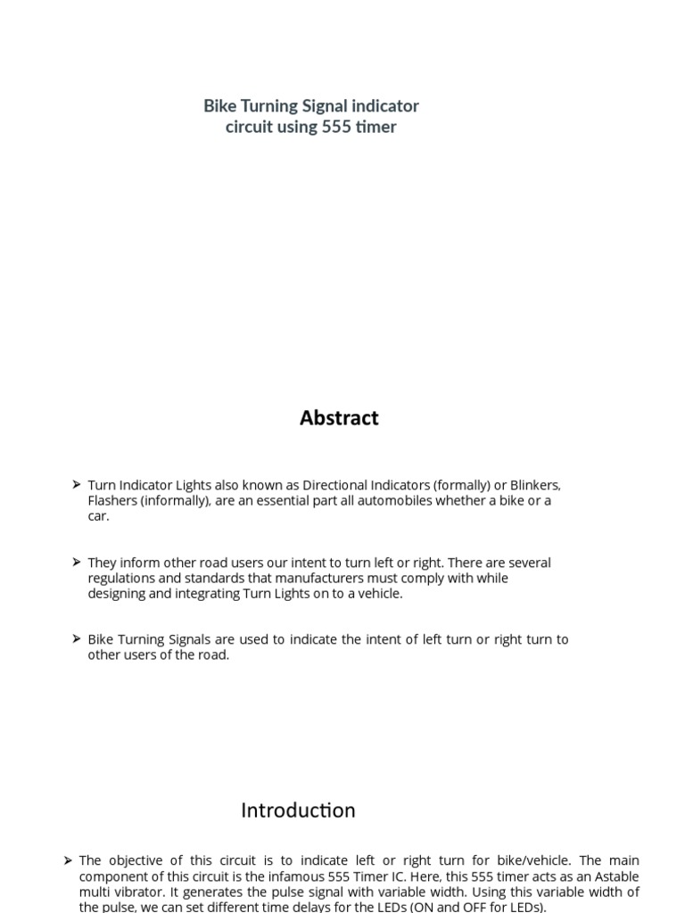 Bike Turning Signal indicator circuit using 555 timer | PDF ...