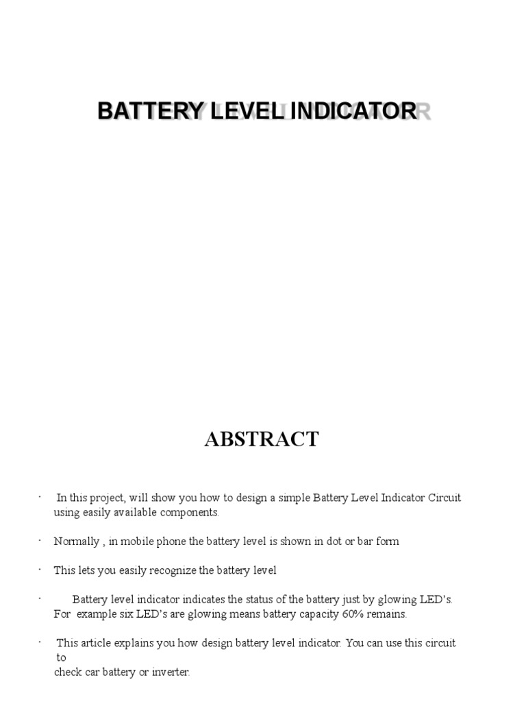 Battery Level Indicator Pdf