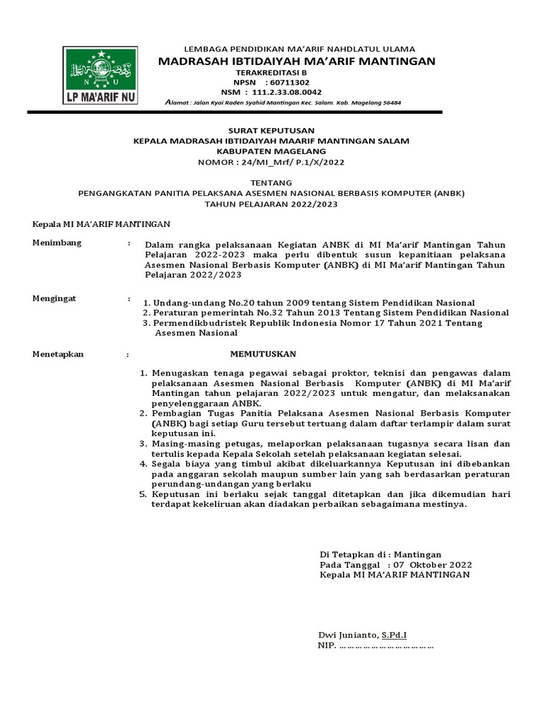 SK Panitia Anbk 2223 | PDF