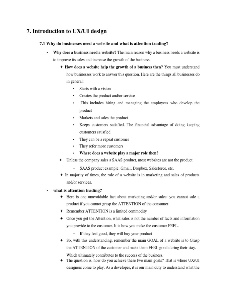 7 Introduction To UX UI Design Class Note | PDF