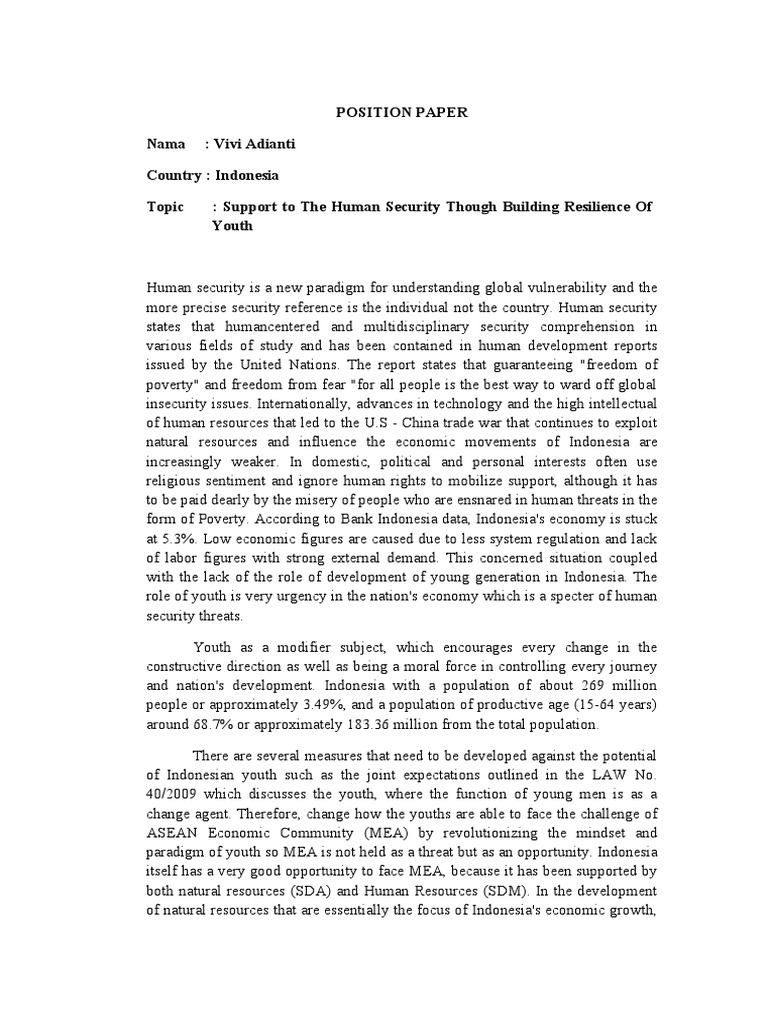 Position Paper | Download Free PDF | Securities | Human Security