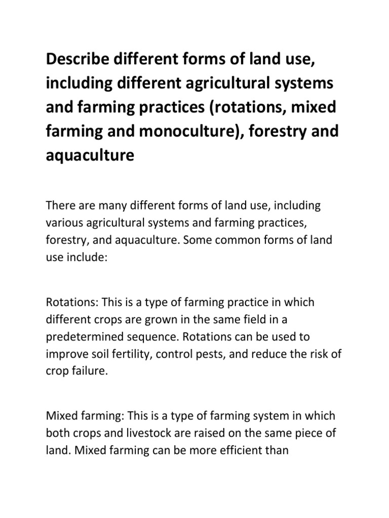 Describe Different Forms of Land Use | PDF Describe Different Forms of Land Use | PDF