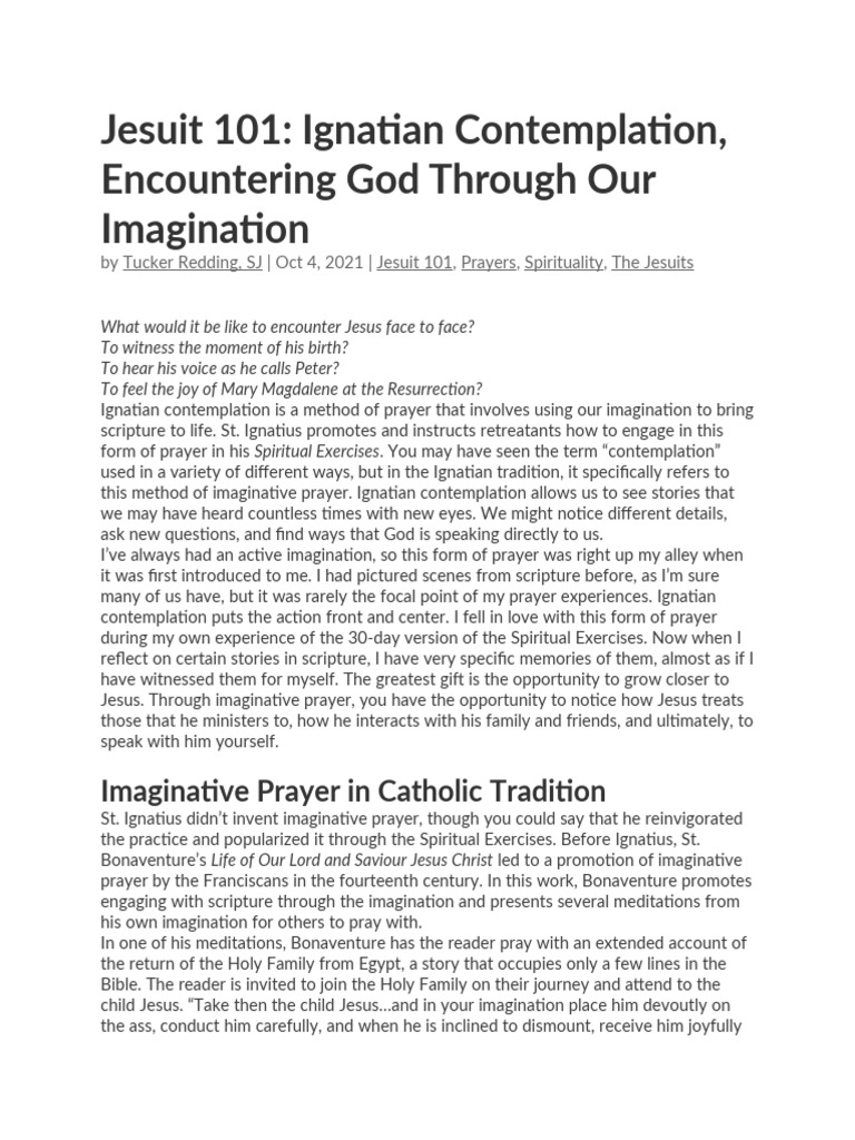 Ignatian Contemplation Guide | PDF | Spiritual Exercises Of Ignatius Of ...
