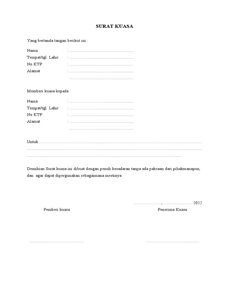 Surat Kuasa Kosong | PDF