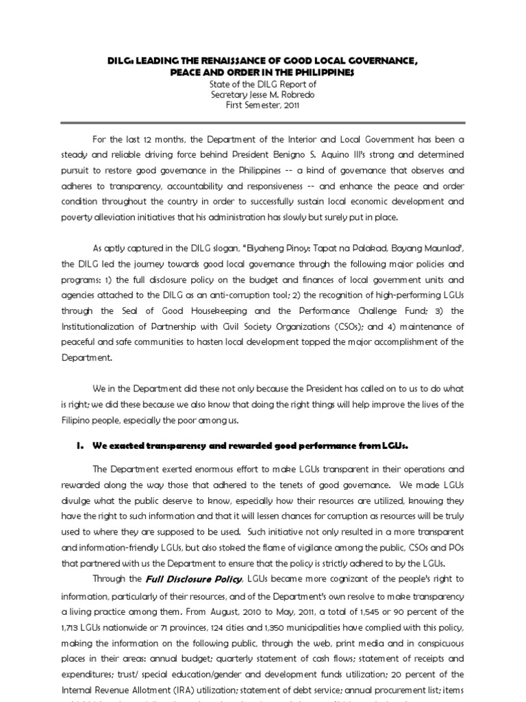 Dilg Report | PDF | Non Governmental Organization | Governance