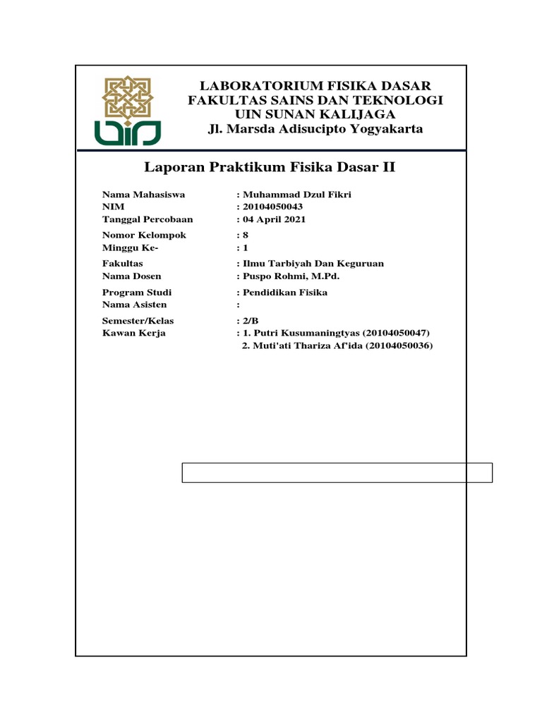 Laprak 1 (Hukum Ohm) Muhammad Dzul Fikr 20104050043 | PDF