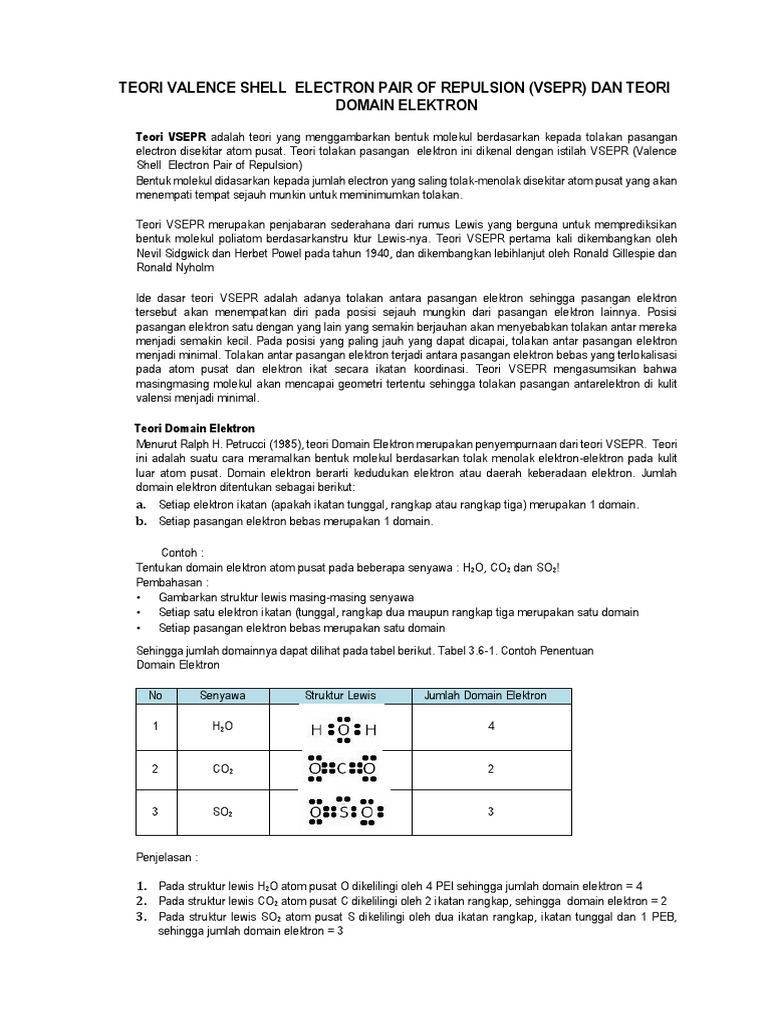 Teori Valence Shell Electron Pair of Repulsion | PDF