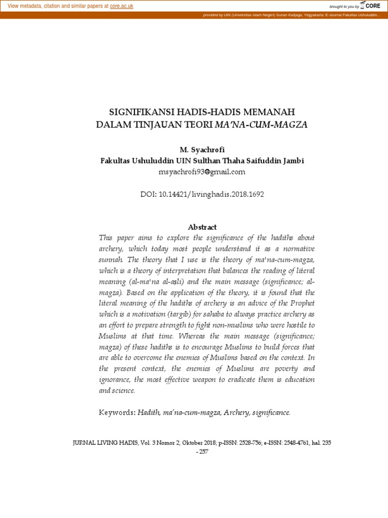 Hadis Hadis Memanah | PDF