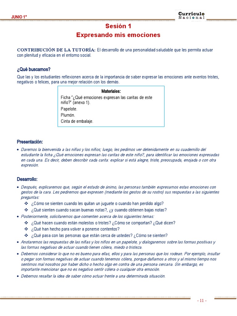 Tutoria - 1° | PDF | Las emociones | Ira