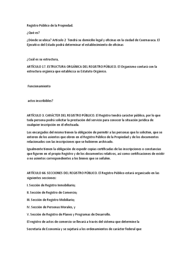 Registro Público de La Propiedad | PDF