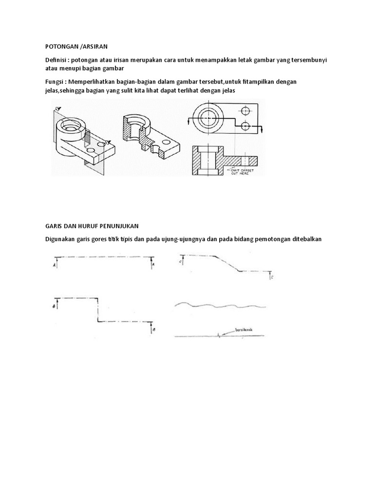Jenis-jenis Potongan Gambar Teknik | PDF