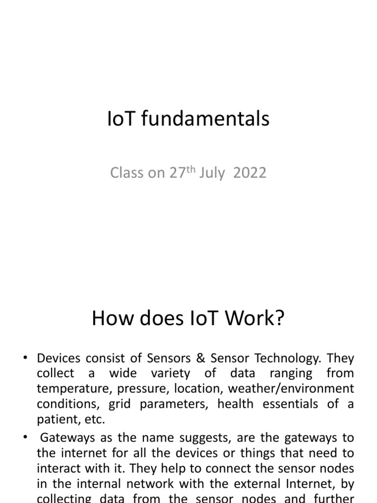 IoT Fundamentals-27th July 2022 | PDF | Internet Of Things | Information Age