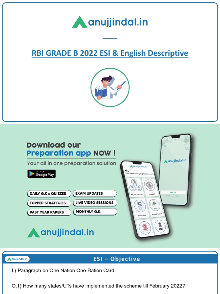 RBI Grade B Phase 2 ESI English Descriptive Question Paper 2022 ...