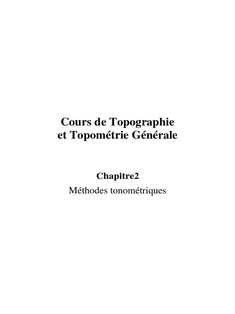 Cours de Topographie et Topométrie | PDF | Altitude | Topographie