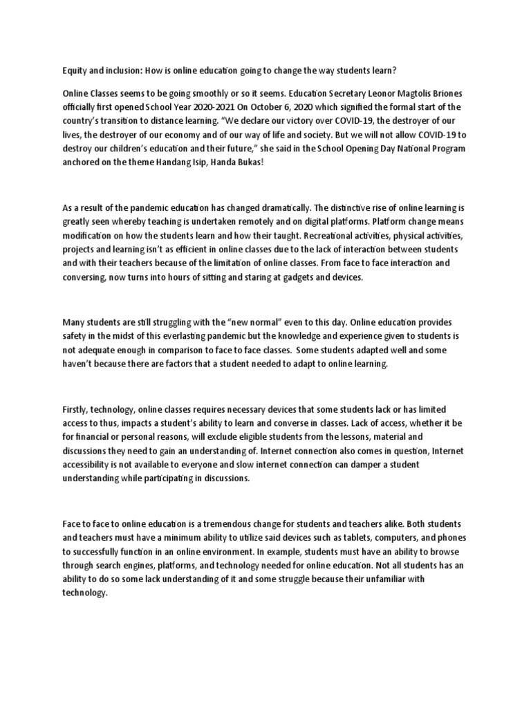 Equity And Inclusion Pdf Distance Education Educational Technology