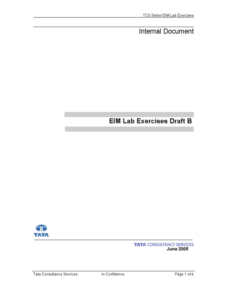 TCS Siebel EIM Lab Guide | PDF | Databases | Table (Database)