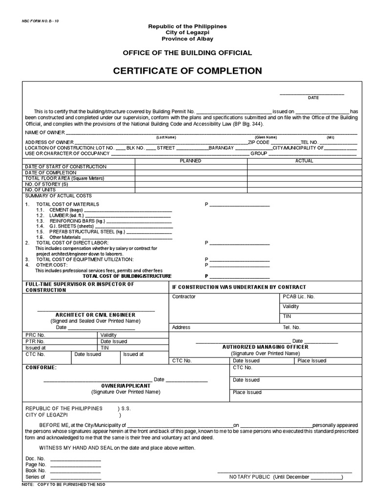 Certificate of Occupancy Forms | PDF | Economic Sectors