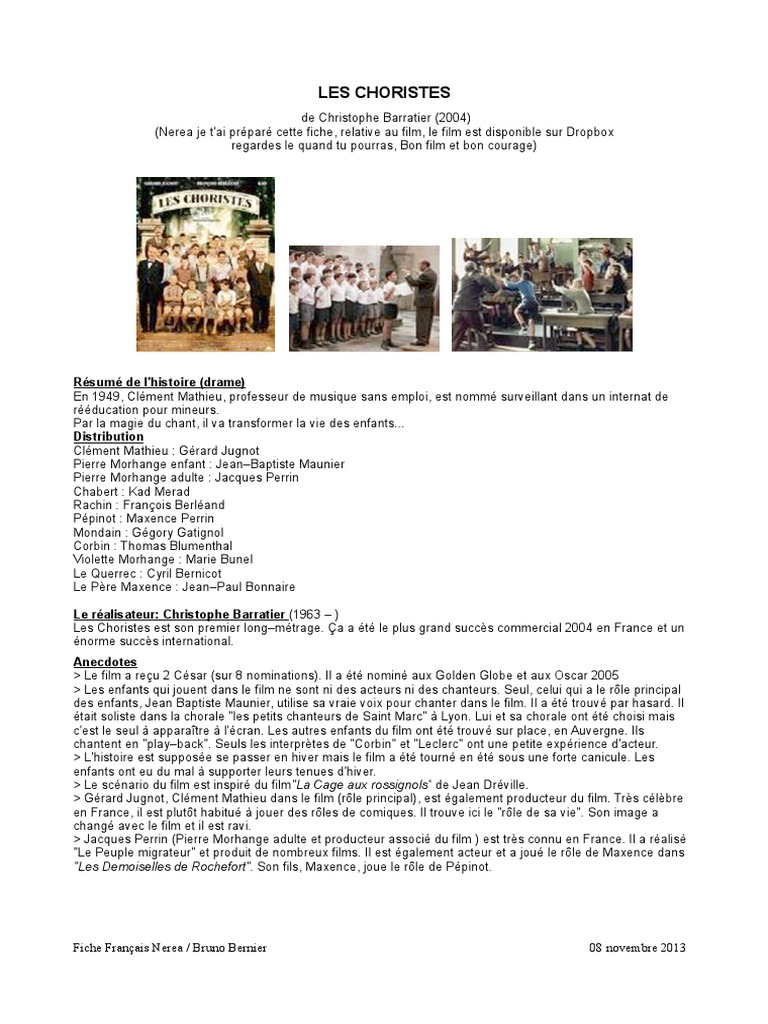 Résumé et analyse des Choristes | PDF | Arts du langage et discipline