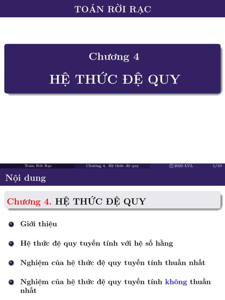 Chương 4 - Hệ thức đệ quy | PDF