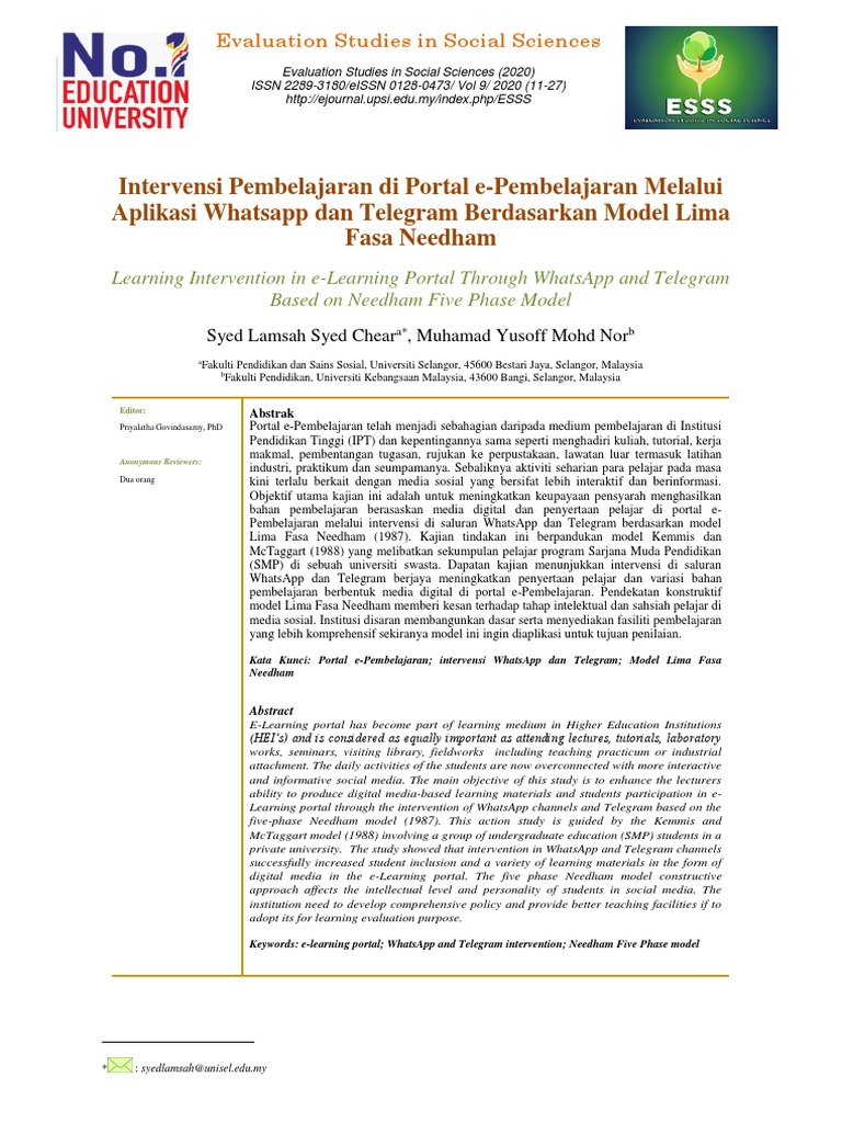 Intervensi Pembelajaran Di Portal E-Pembelajaran Melalui Aplikasi ...