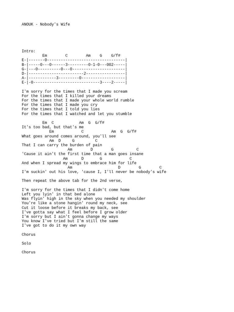 Anouk - Nobody's Wife | PDF