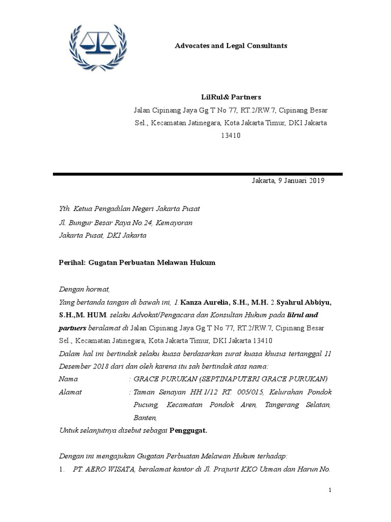 Contoh SURAT GUGATAN | PDF