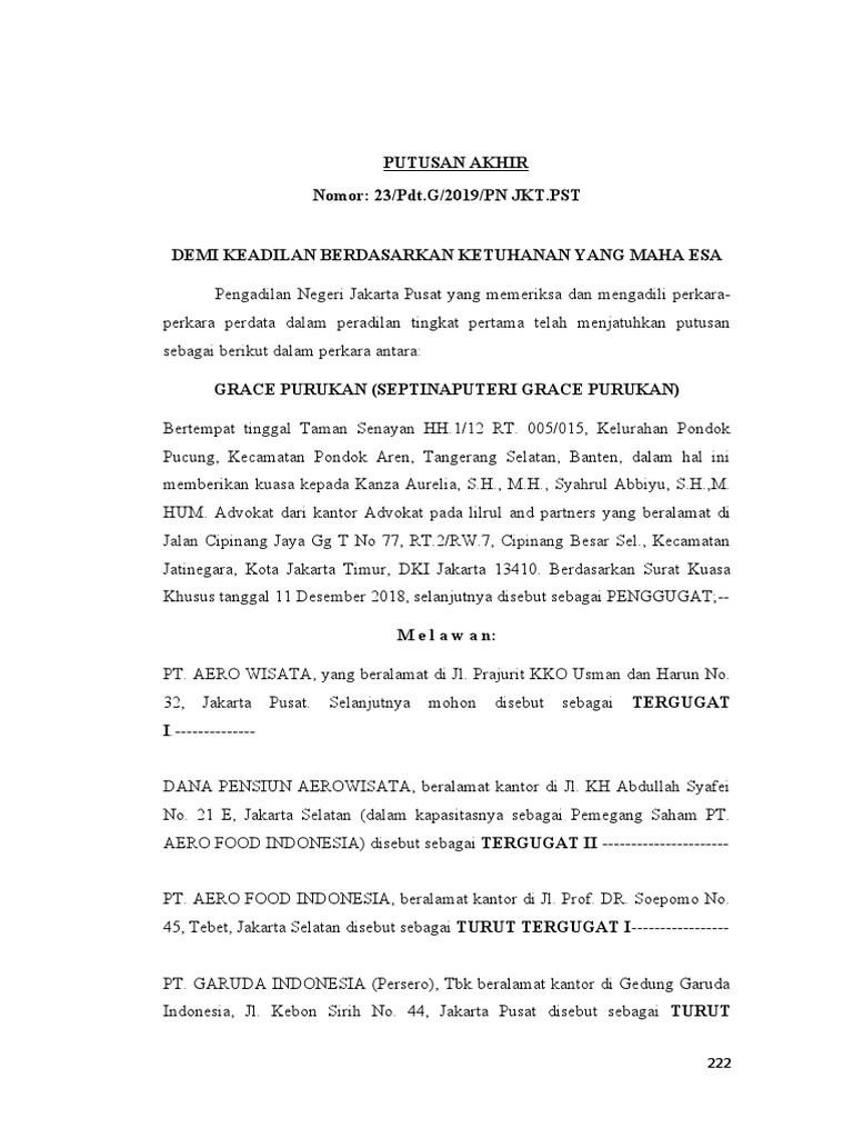 Putusan Perdata Penggugat vs Tergugat | PDF