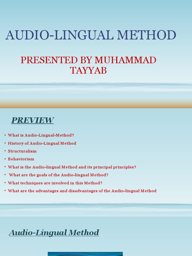 ELING719 Audio Lingual Method - 3270 | Download Free PDF | Second Language | Learning
