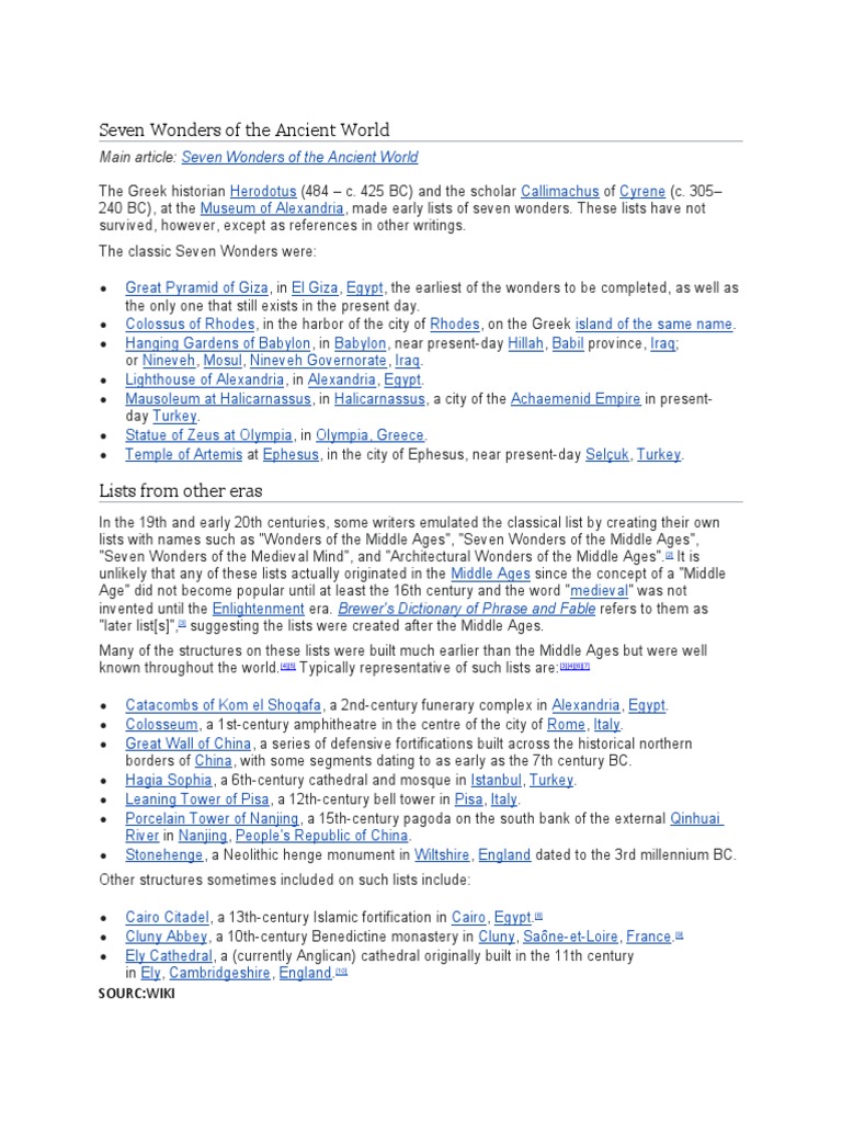 Seven Wonders of The Ancient World | PDF