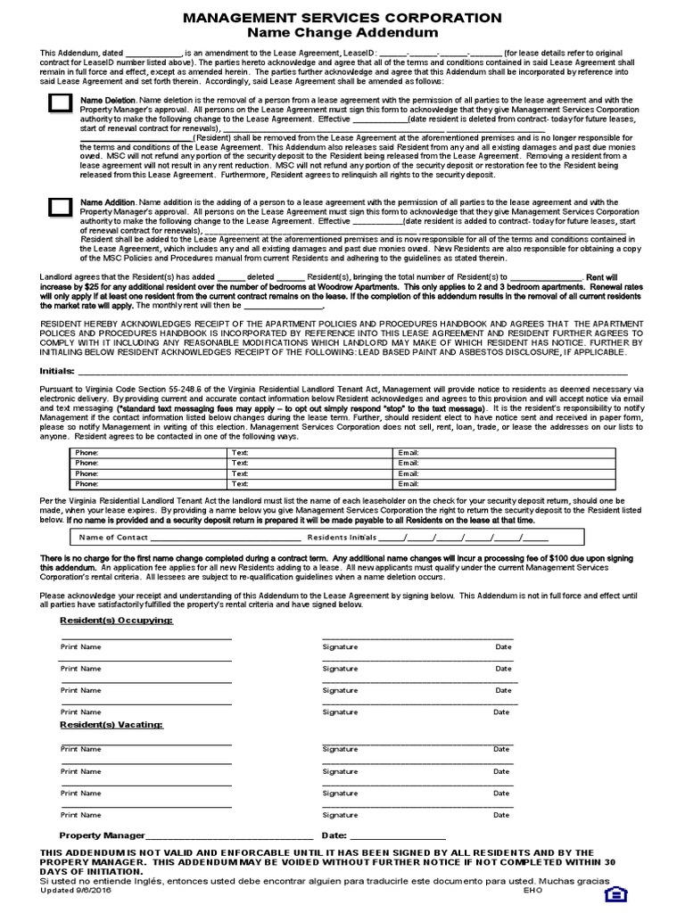 Addendum To Lease Agreement | Download Free PDF | Lease | Landlord