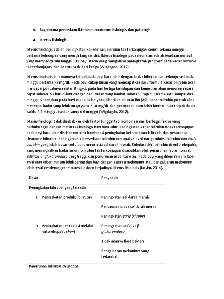 Perbedaan Ikterus Fisiologis dan Patologis | PDF