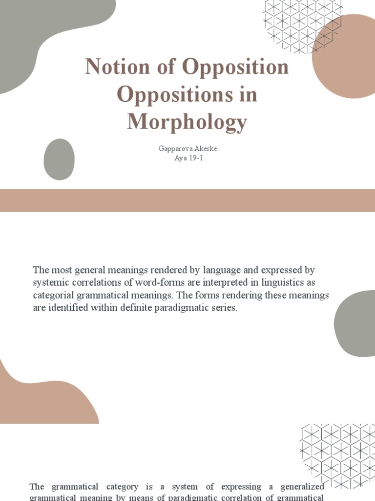 Notion of Opposition | PDF | Grammatical Number | Language Mechanics