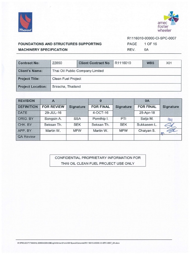 R1116010 00000 CI SPC 0007 0A Foundations and Structures Supporting ...