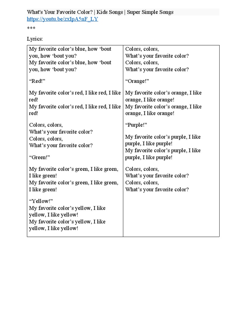 What's Your Favorite Color | PDF