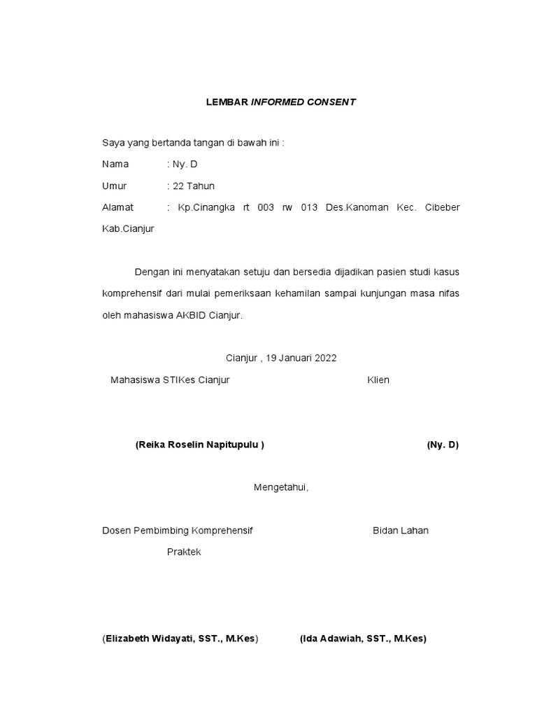 Lembar Informed Consent Reikaa Pdf