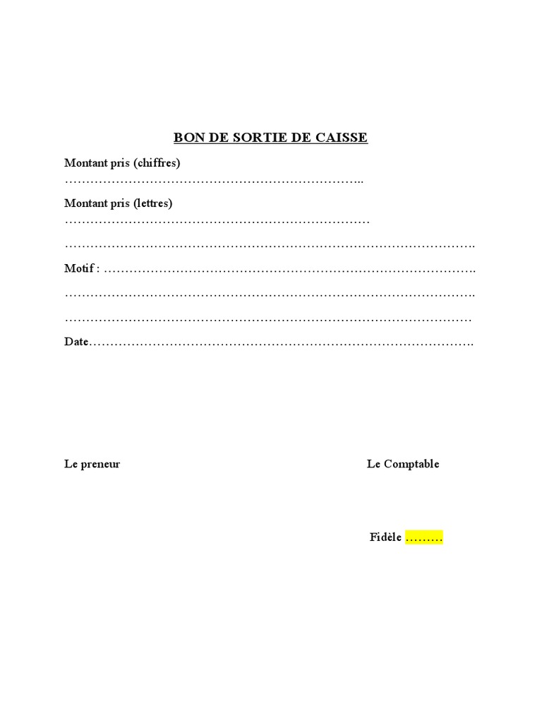 Bon de Sortie de Caisse - 6 | PDF