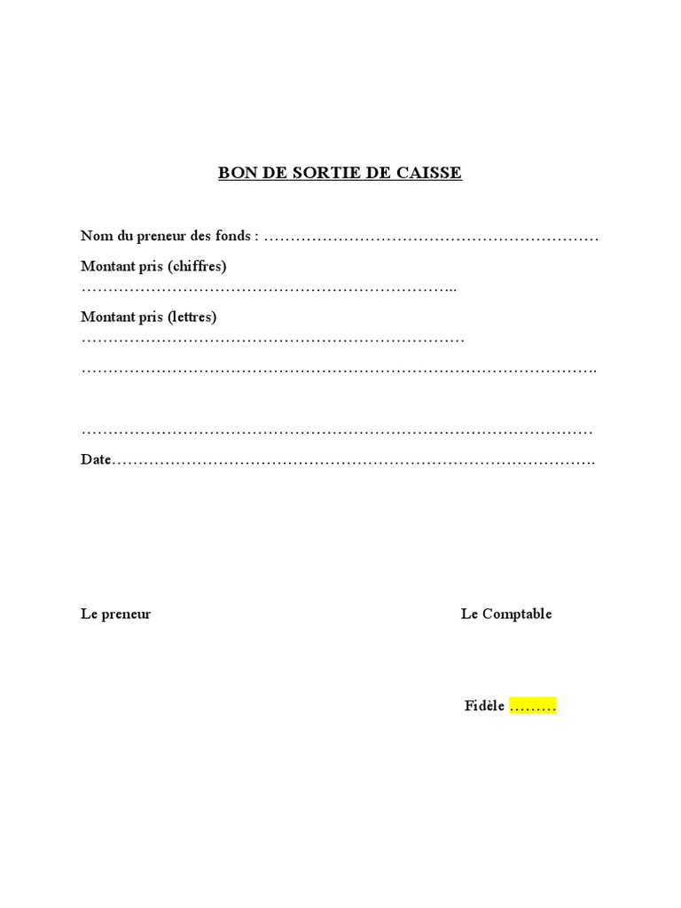 Bon de Sortie de Caisse - 9 | PDF