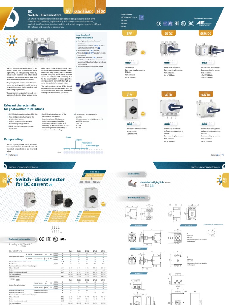 Telergon DC Switch Disconnectors | PDF | Switch | Photovoltaic System