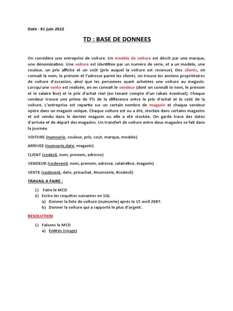 Correction TD1 BD | PDF