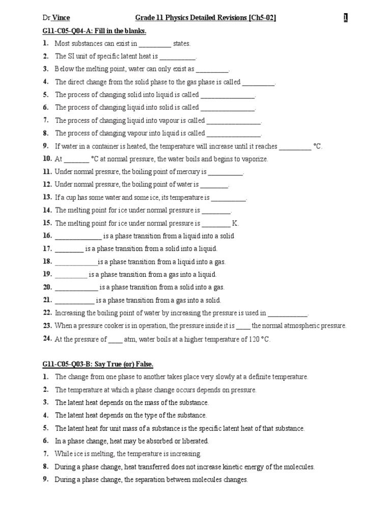 Gr11 Rev Ch05 04 QnA | PDF | Latent Heat | Phase (Matter)