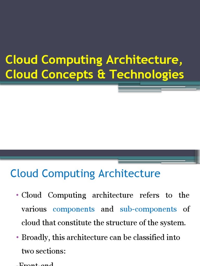 Cloud Computing Architecture, Cloud Concepts & Technologies | PDF | Art ...