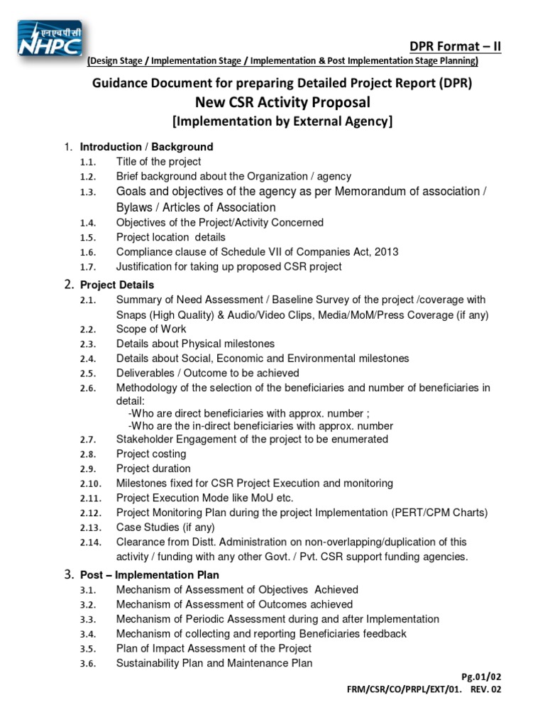 2-DPR Format II CSR Proposal by External Agency FRM II Rev 02 | PDF ...